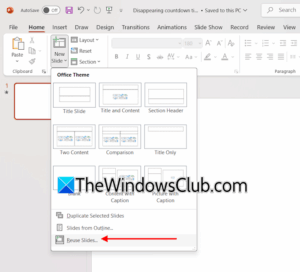 PowerPoint opens a blank presentation