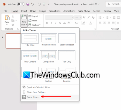 PowerPoint opens a blank presentation