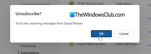 How to unsubscribe from Emails in Outlook app