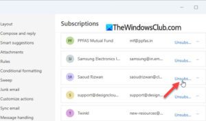 How to unsubscribe from Emails in Outlook app