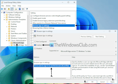 Force users to sign in to Microsoft Edge browser