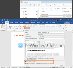 How to change Normal Template (Normal.dotm) in Word