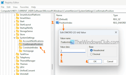 How to change position of On-screen Indicators in Windows 11