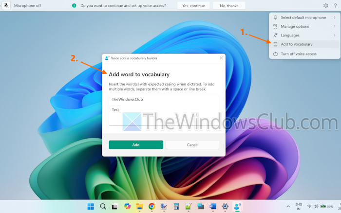 How to add words to Voice Access vocabulary in Windows 11