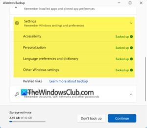 How to use Windows Backup app in Windows 11
