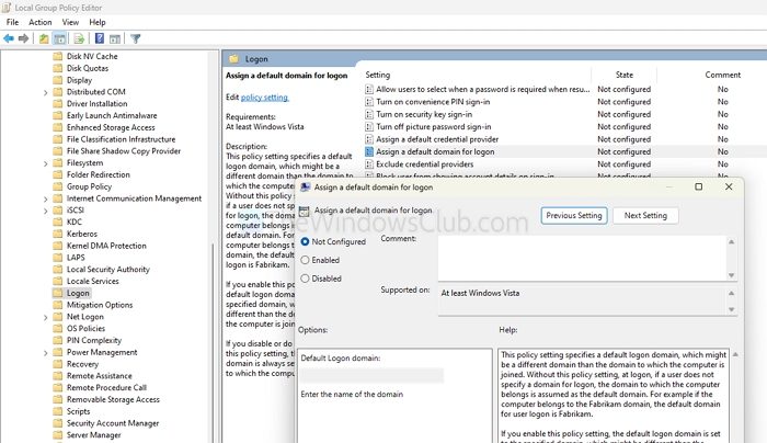 Cannot change domain name in Windows 11