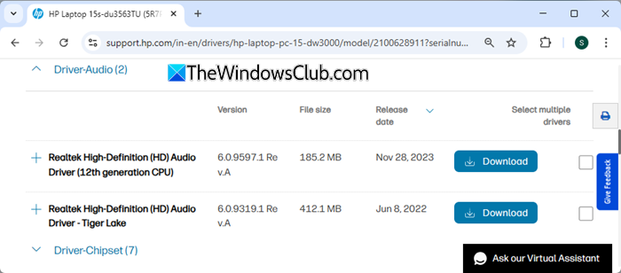 No sound after installing Realtek audio drivers in Windows 11