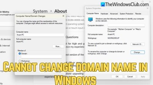 Cannot change domain name in Windows 11