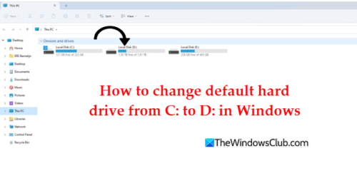 How to change default hard drive from C: to D: in Windows 11