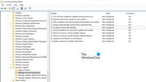 How to view the Configured Windows Update Policies