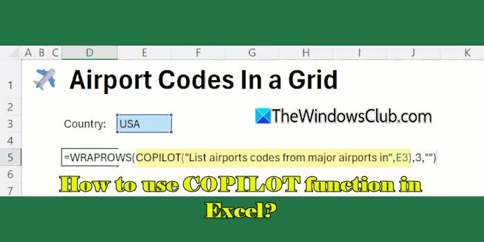 How to use COPILOT function in Excel?