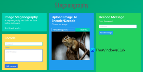 Free Steganography tools to hide text in image for Windows 11/10