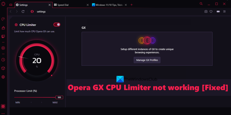 Opera GX CPU Limiter not working [Fixed]