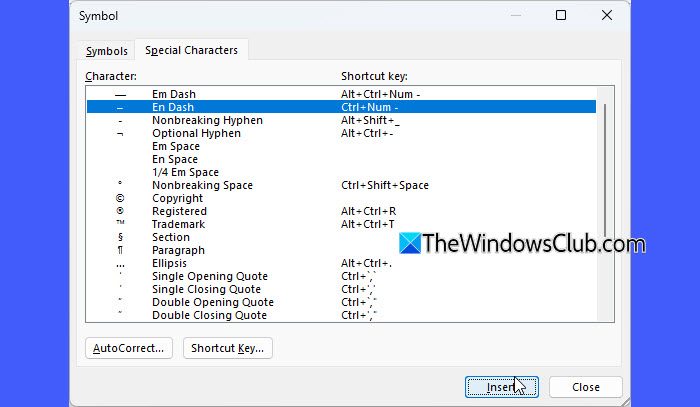 How to type Hyphen, En dash, and Em dash in Word