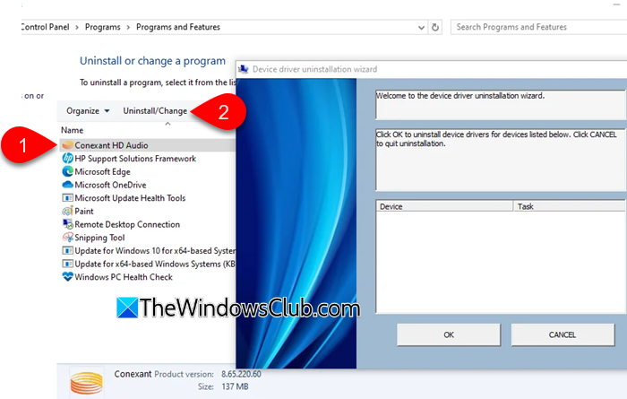 A Conexant audio device could not be found