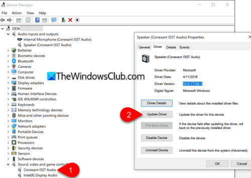 A Conexant audio device could not be found