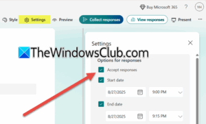 Microsoft Forms: This form is currently not accepting responses