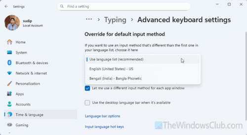 Cannot type Regional Language in Windows 11