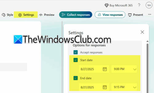 Microsoft Forms: This form is currently not accepting responses