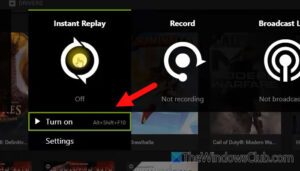 NVIDIA Instant Replay stopped working in Windows 11