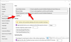 OneNote error: Unable to create backup