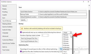 OneNote error: Unable to create backup