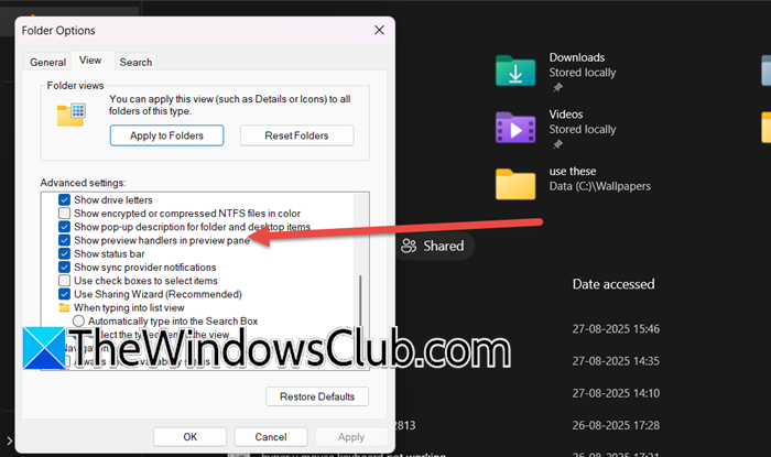 Word or Excel file preview not working in Explorer