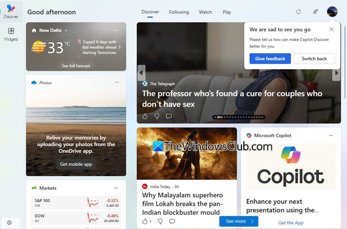 Enable Copilot Discover for Widgets Board in Windows 11