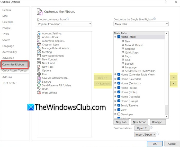 How to customize Outlook ribbon