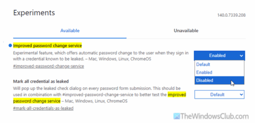 Enable or Disable Automatic Password Change feature in Chrome