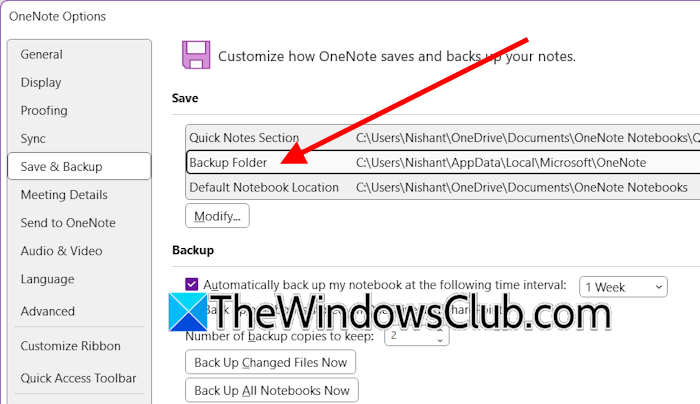 OneNote notebook not showing up in app