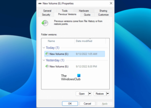 How to enable Previous Versions to recover files on Windows 11/10