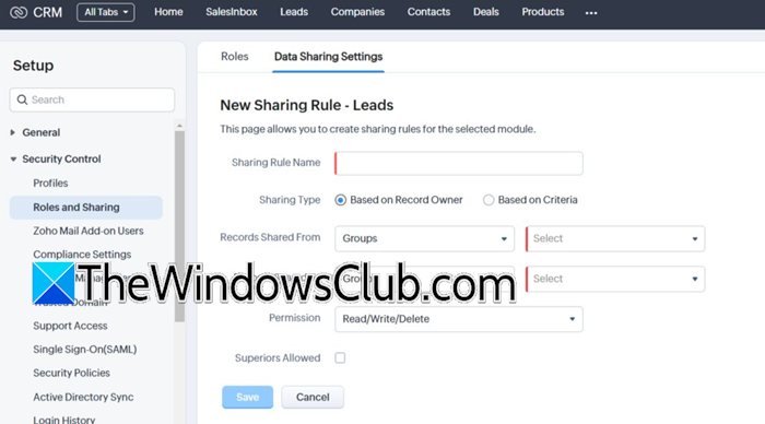 Set up Territories, Roles and Data Sharing rules in Zoho CRM