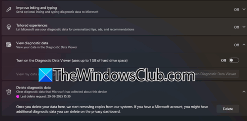 Send optional diagnostic data not turning off in Windows 11