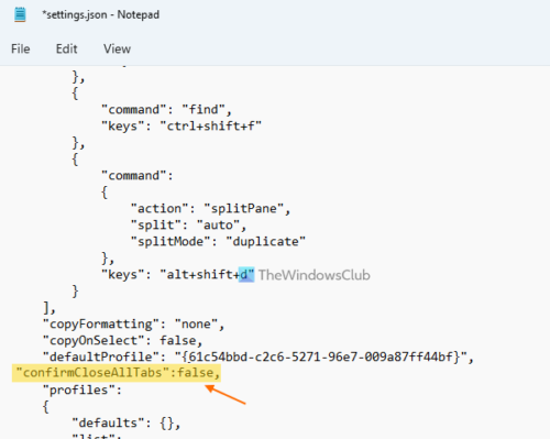 Disable Do you want to close all tabs prompt in Windows Terminal