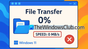 File transfer speed drops to zero in Windows 11