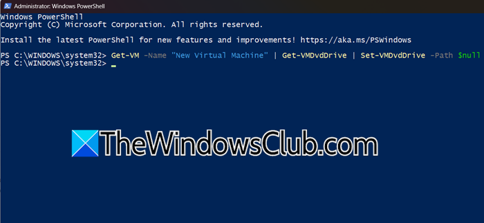 Cannot unmount the installation media in Hyper-V