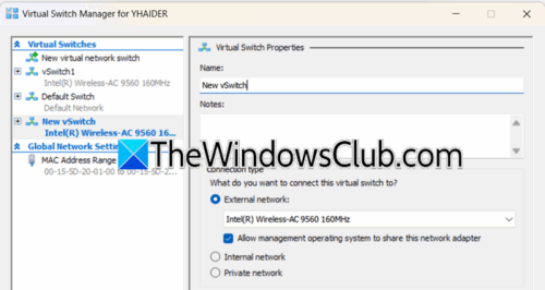 Hyper-V VM cannot connect to the Host M/C