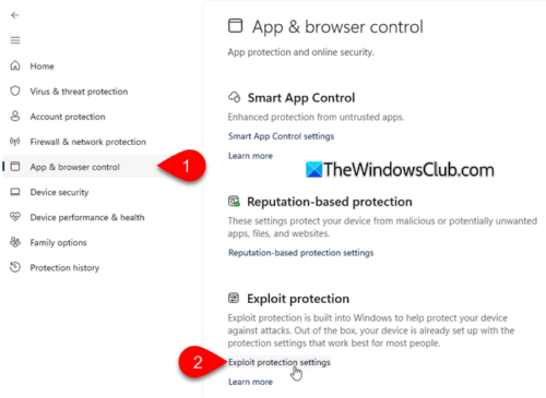 How to disable Exploit Protection in Windows 11