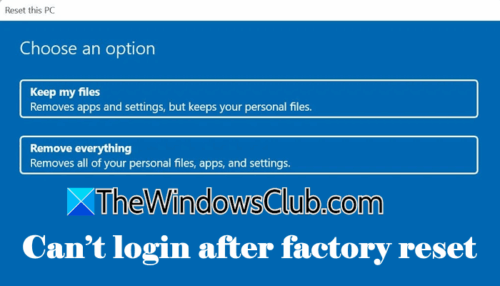 Can't login after Factory Reset in Windows 11
