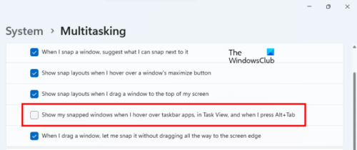 Show or hide Snapped windows when you hover over Taskbar apps