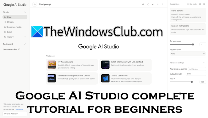 Google AI Studio complete tutorial for beginners