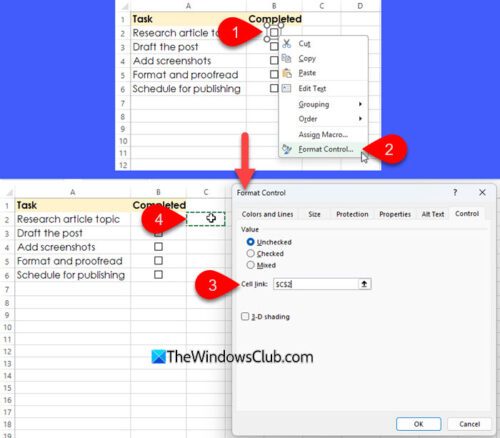 How to link Checkboxes to Multiple Cells in Excel