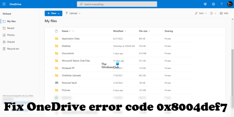Fix OneDrive error code 0x8004def7 on Windows 11/10