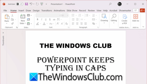 PowerPoint keeps typing in capital letters
