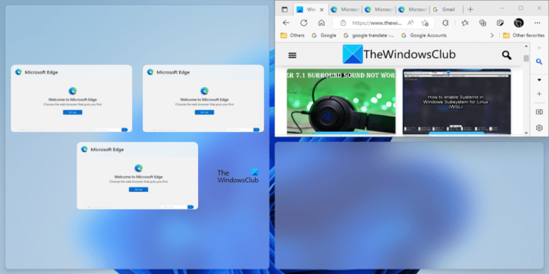 How to show Edge tabs when snapping on Windows 11
