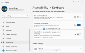 Disable Print Screen button to open screen snipping in Windows 11