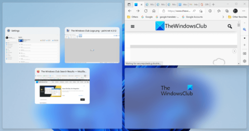 How to show Edge tabs when snapping on Windows 11