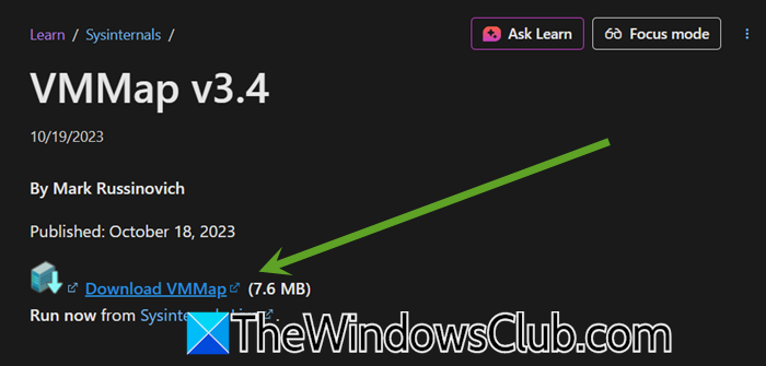 How to install and use Sysinternals VMMap on Windows 11