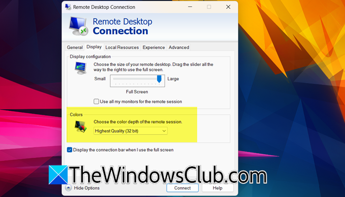 Screen brightness drops when using Remote Desktop in Windows 11